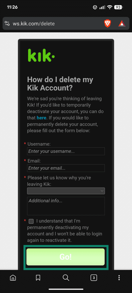How to delete a Kik account permanently