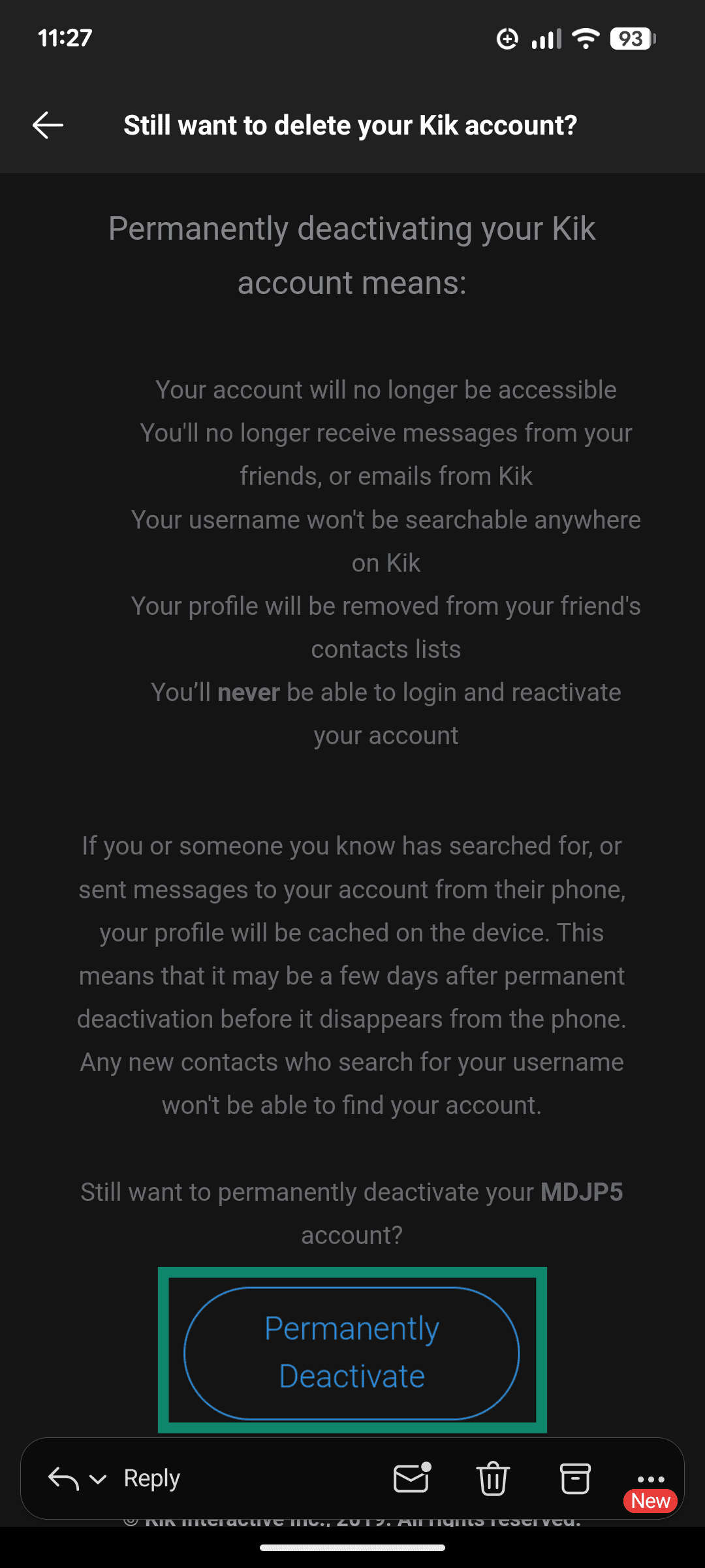 How to delete a Kik account permanently
