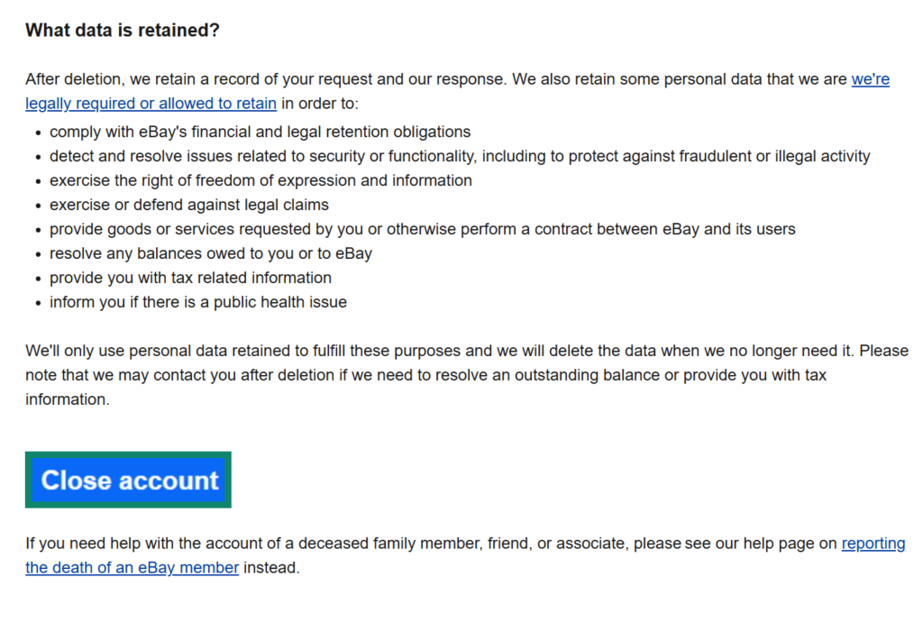 How to permanently delete your eBay account