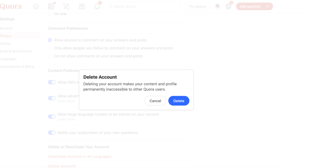 How to delete your Quora account safely and protect your data