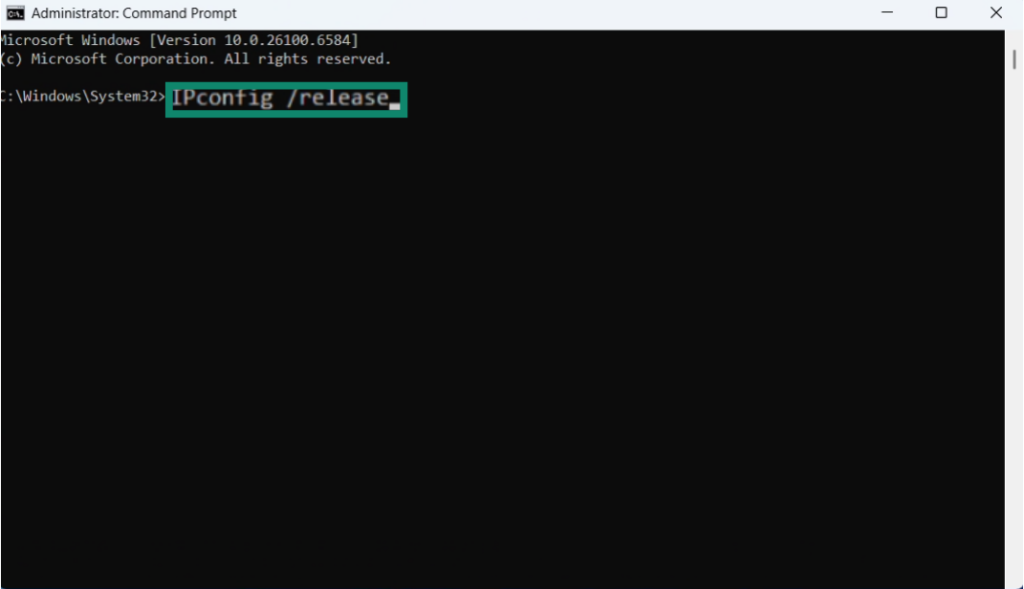 “Ethernet does not have a valid IP configuration” error