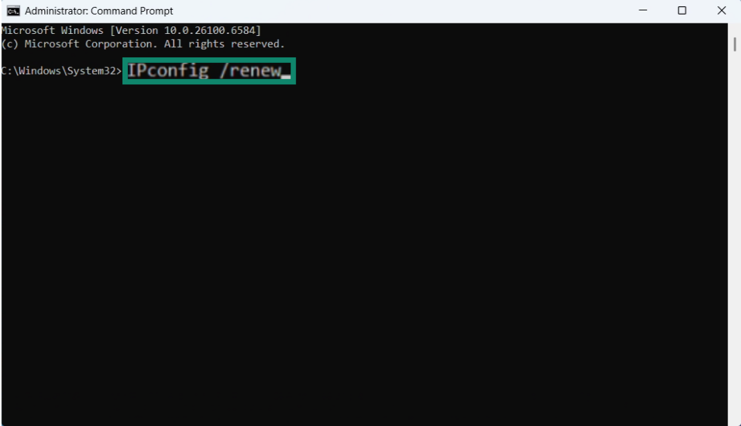 “Ethernet does not have a valid IP configuration” error