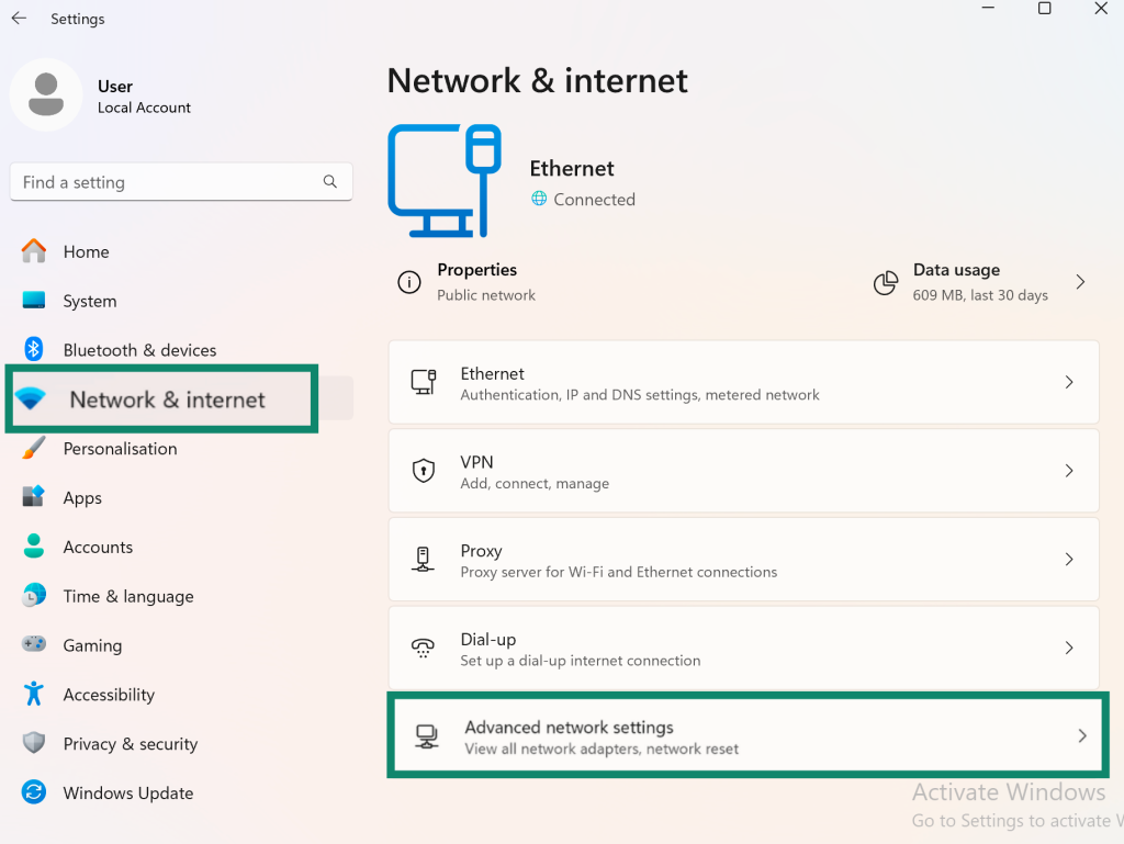 “Ethernet does not have a valid IP configuration” error