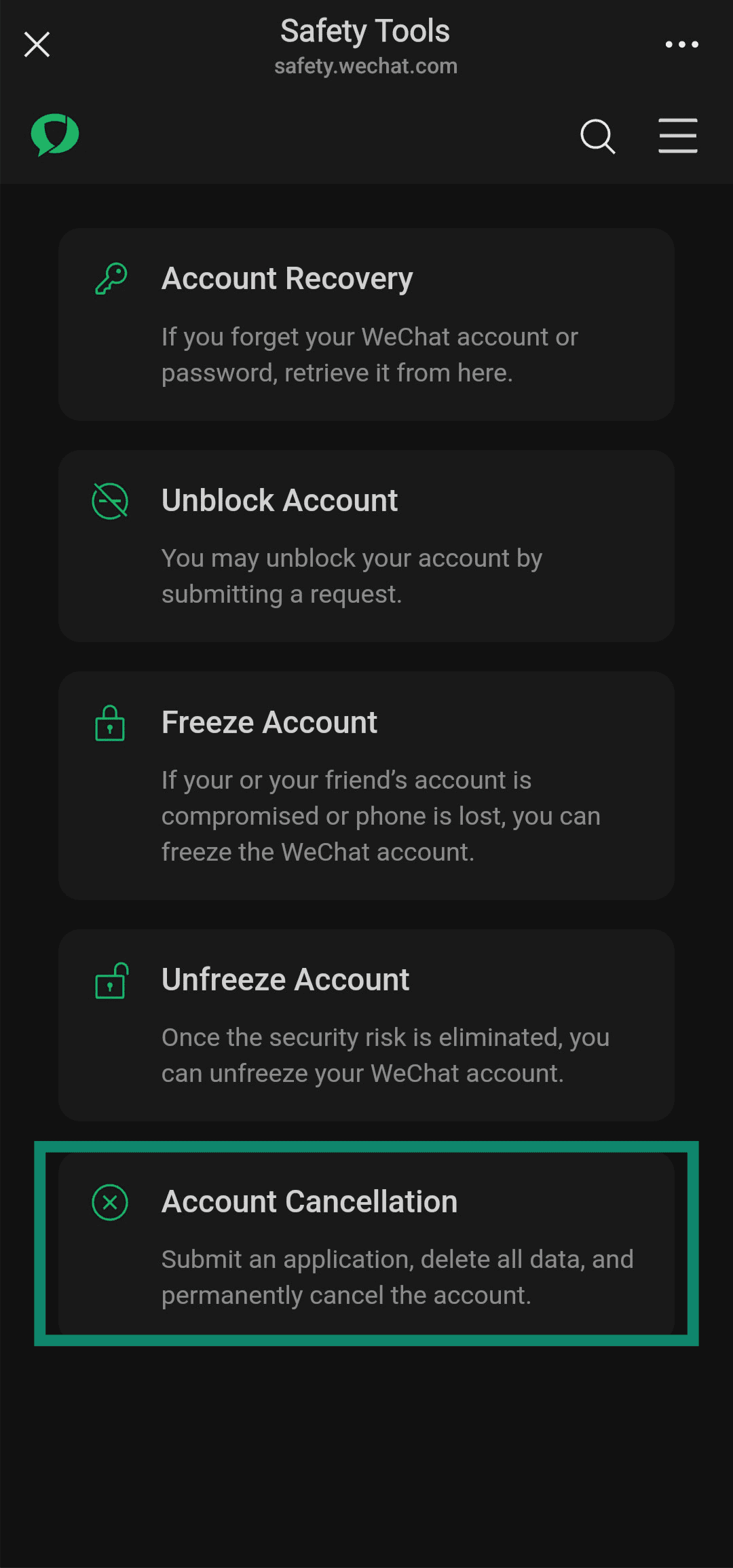 How to delete your WeChat account permanently