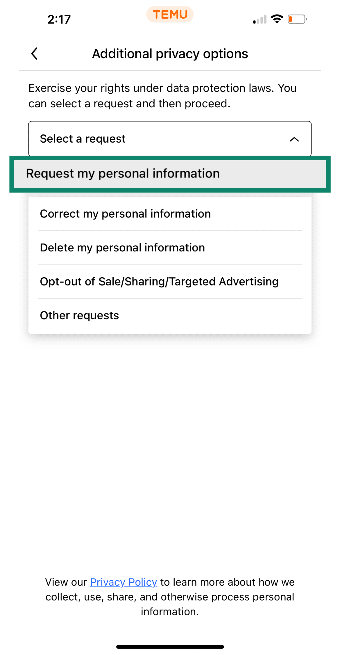 How to permanently delete your Temu account