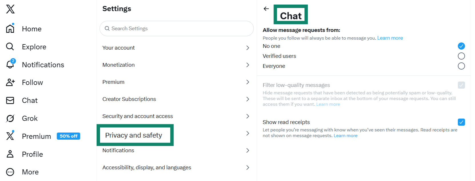 Simple steps on how to make your X account private
